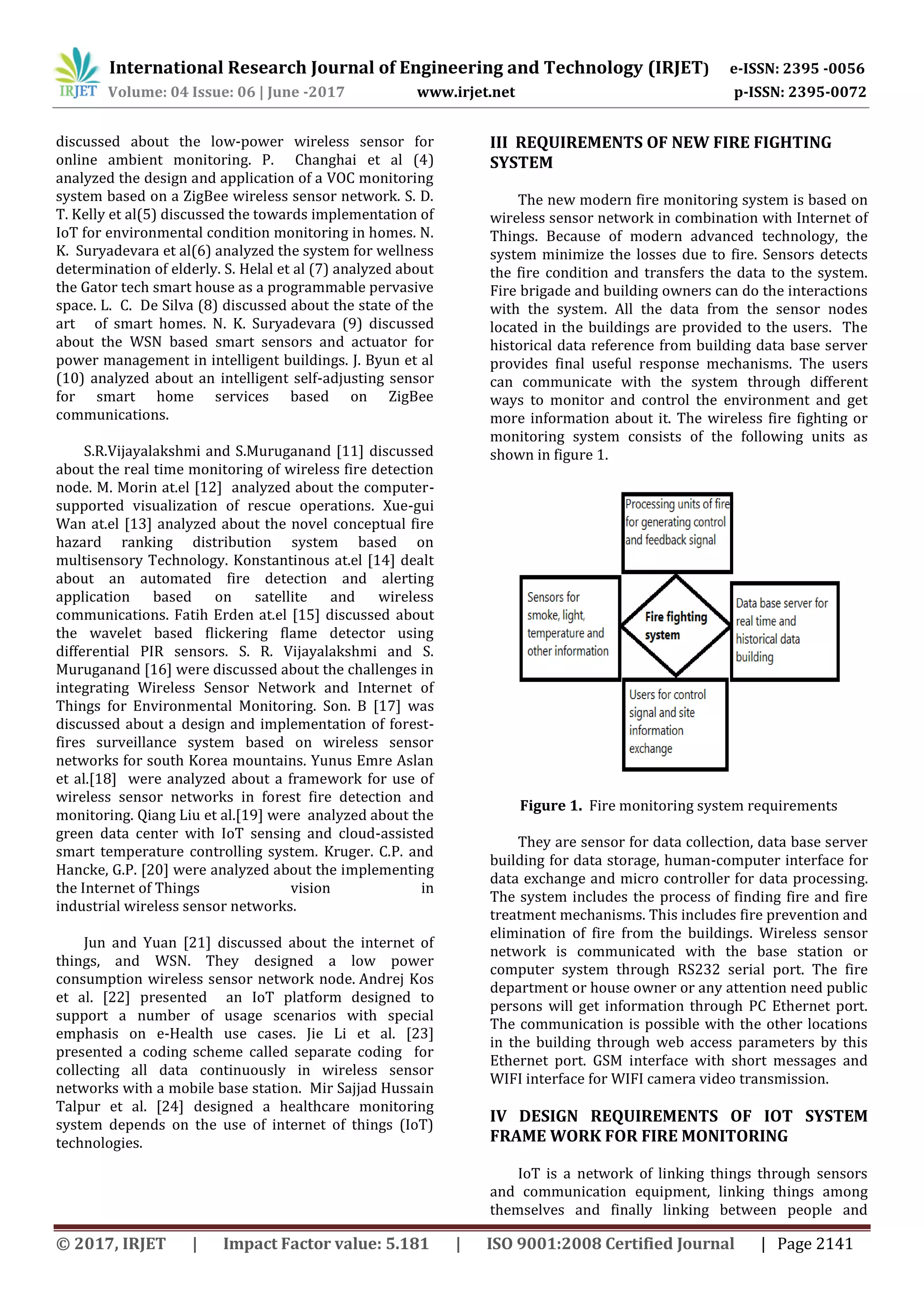 Internet of Things Technology for Fire Monitoring System | PDF