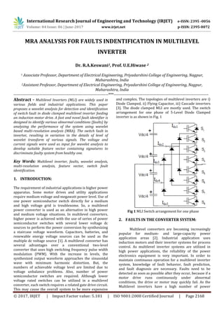 MRA Analysis for Faults Indentification in Multilevel Inverter | PDF