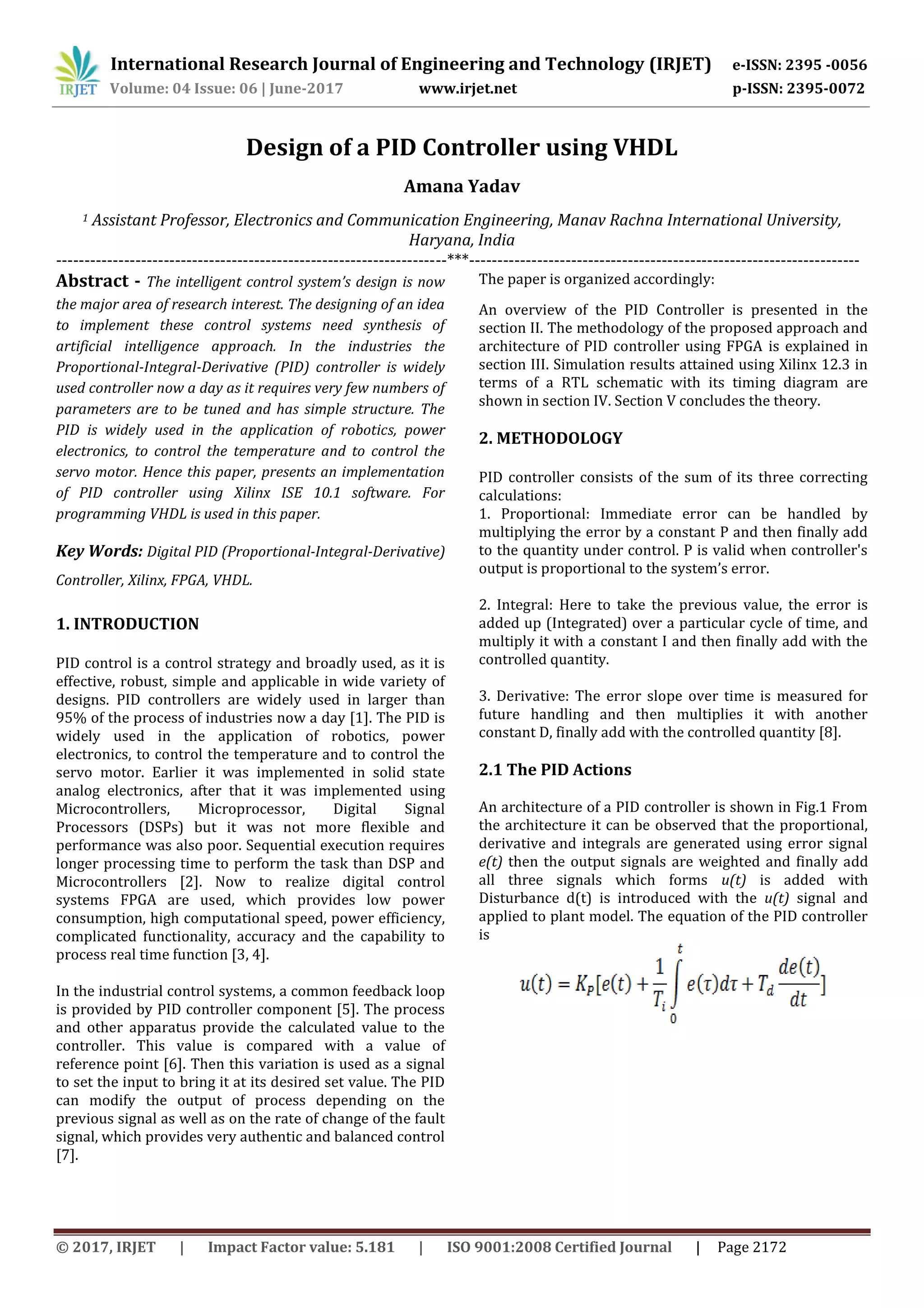 Design of a PID Controller using VHDL | PDF
