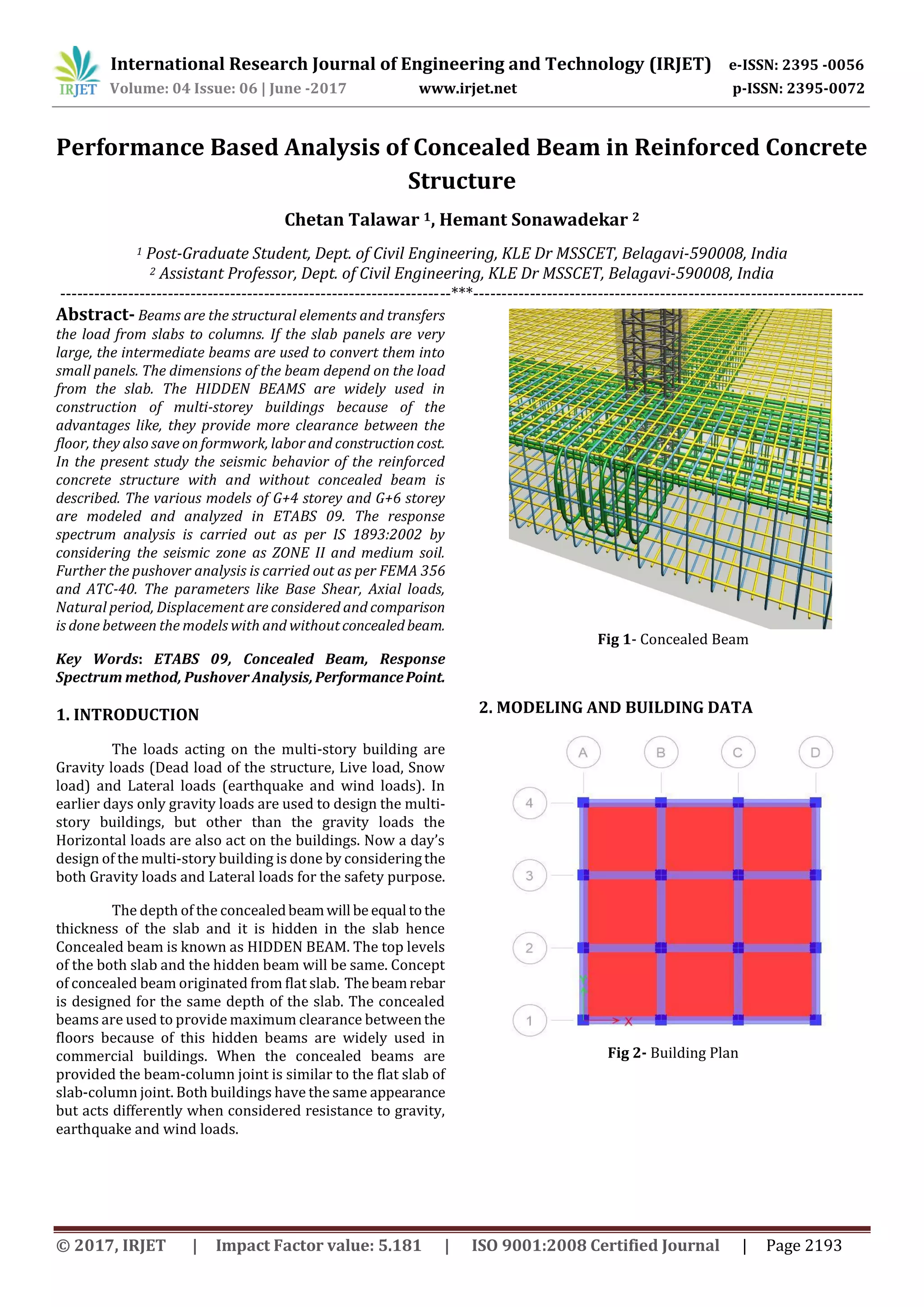 Performance Based Analysis of Concealed Beam in Reinforced Concrete Structure | PDF