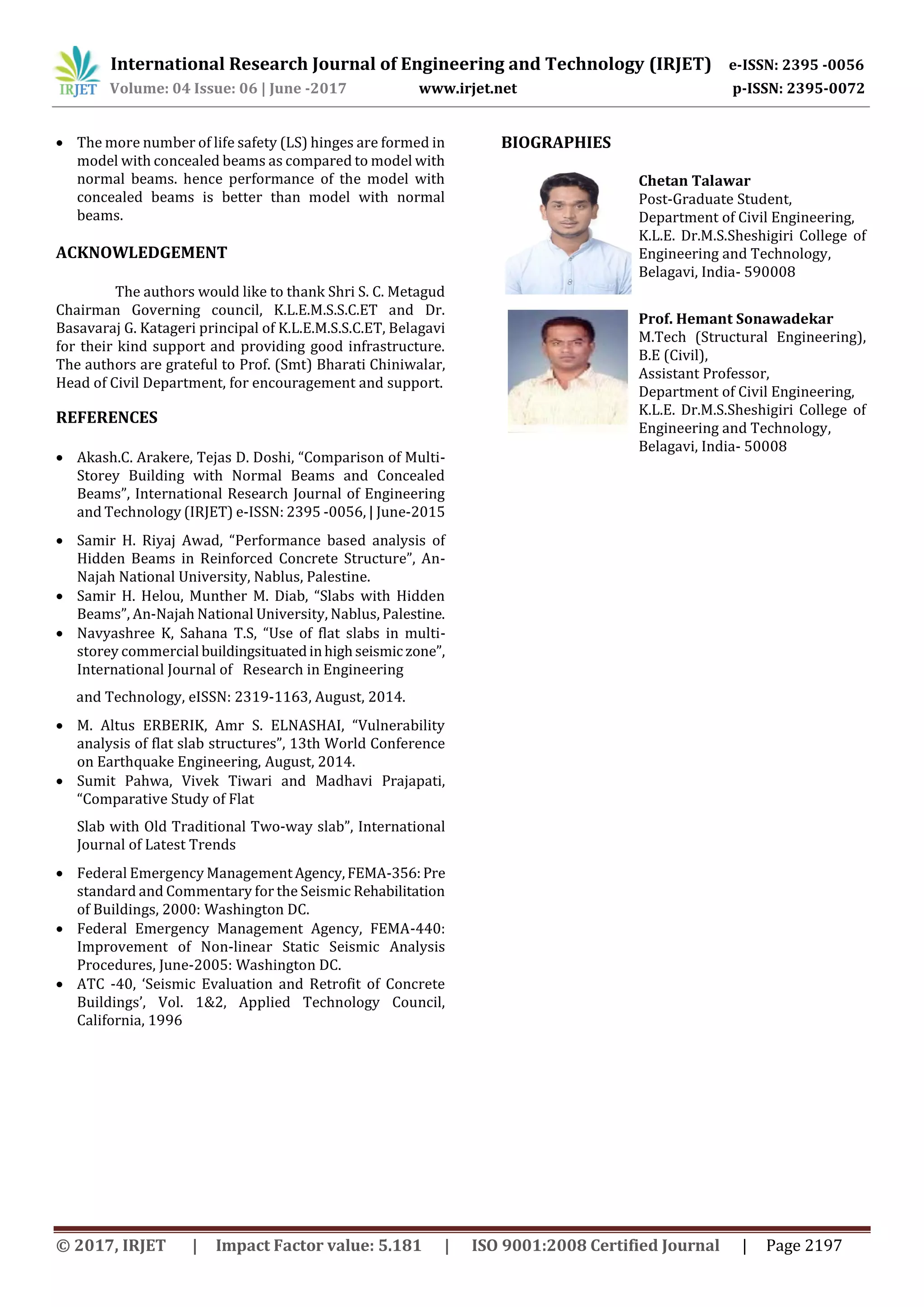 Performance Based Analysis of Concealed Beam in Reinforced Concrete ...