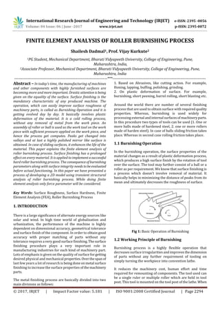 Finite Element Analysis of Roller Burnishing Process | PDF