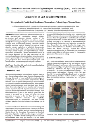 Conversion of Gait data into OpenSim | PDF