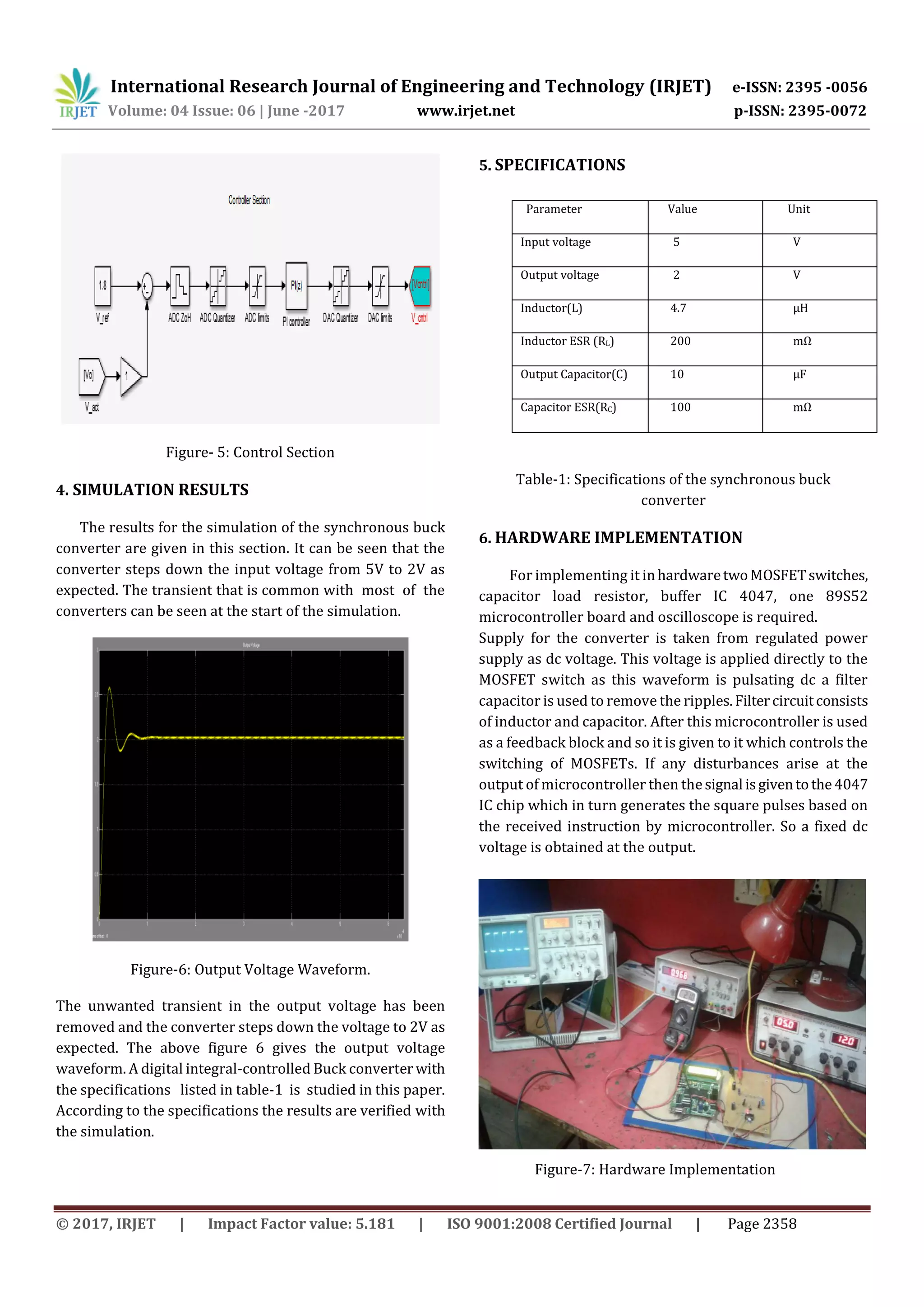 Closed Loop Simulation And Implementation Of Digital Integral Control