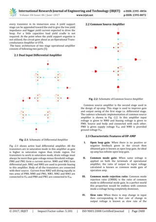 Design and Implementation of Two Stage CMOS Operational Amplifier | PDF