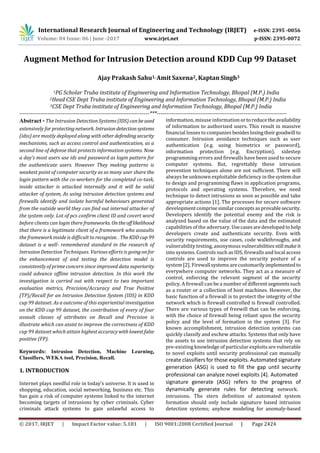 Augment Method for Intrusion Detection around KDD Cup 99 Dataset | PDF | Internet | Computing