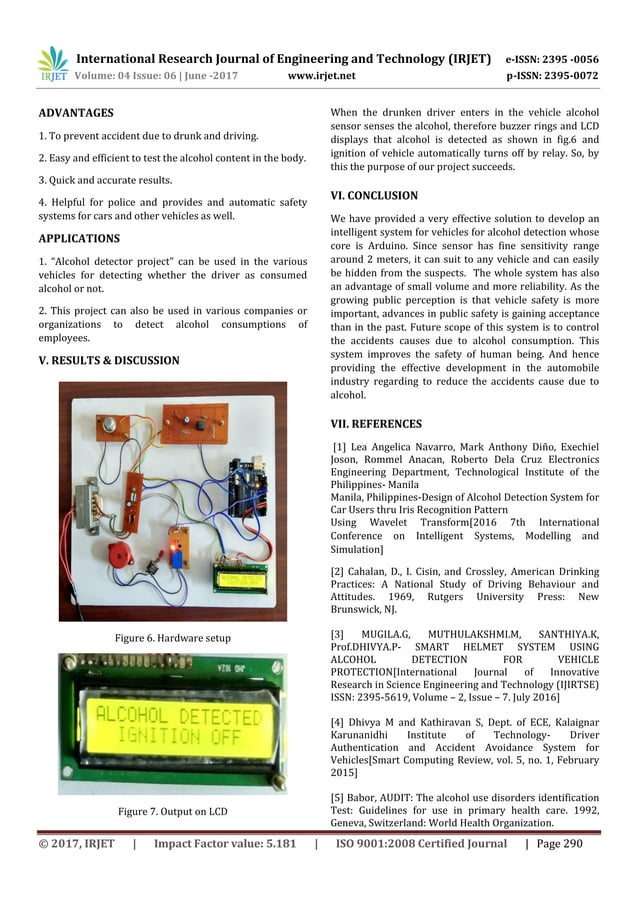 Alcohol Detection System In Vehicle Using Arduino