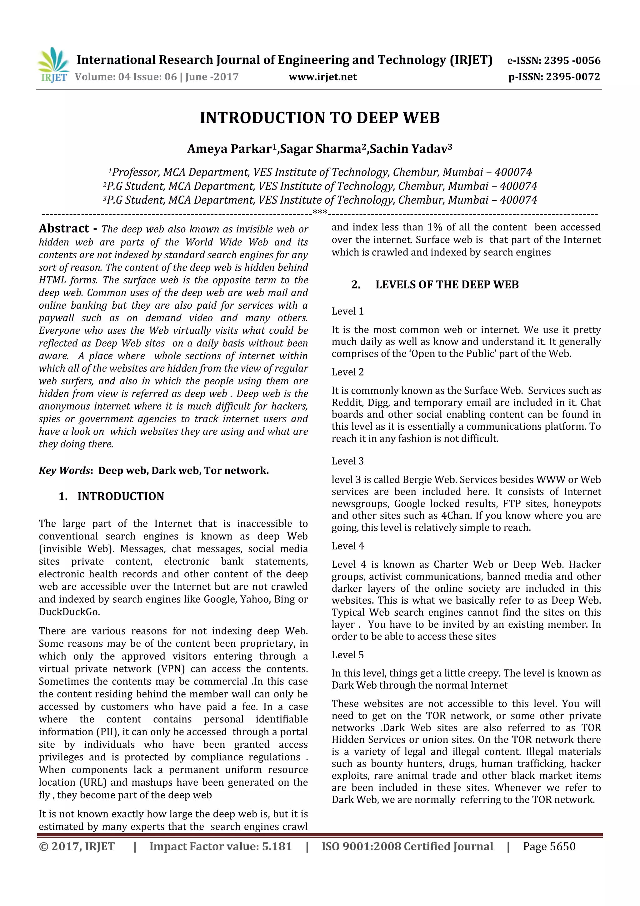 Introduction to Deep Web | PDF