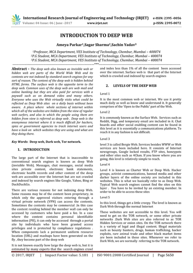 Introduction to Deep Web | PDF | Internet for Beginners | Internet