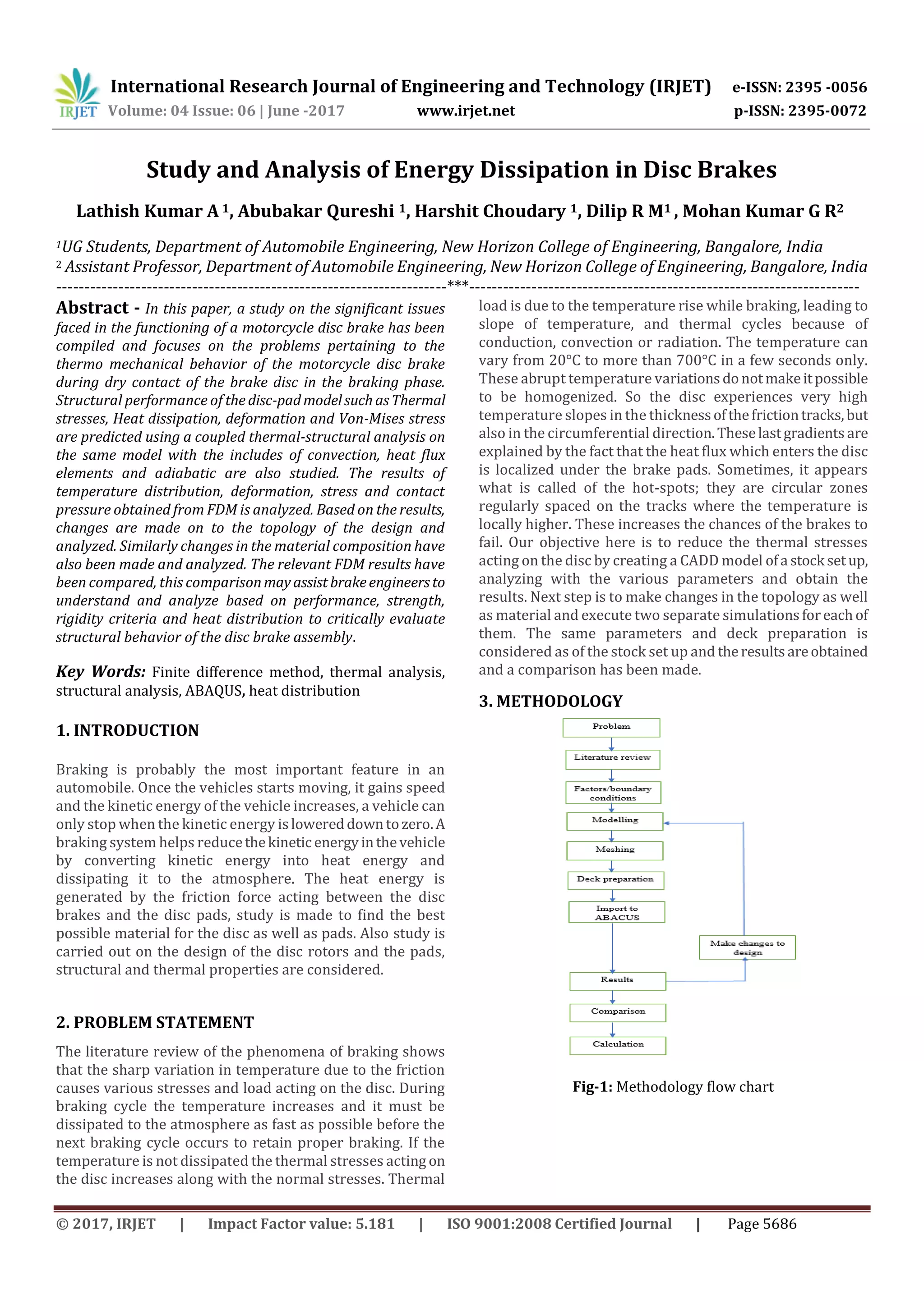 Study and Analysis of Energy Dissipation in Disc Brakes | PDF