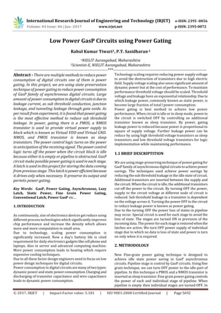 Low Power Gasp Circuits using Power Gating | PDF