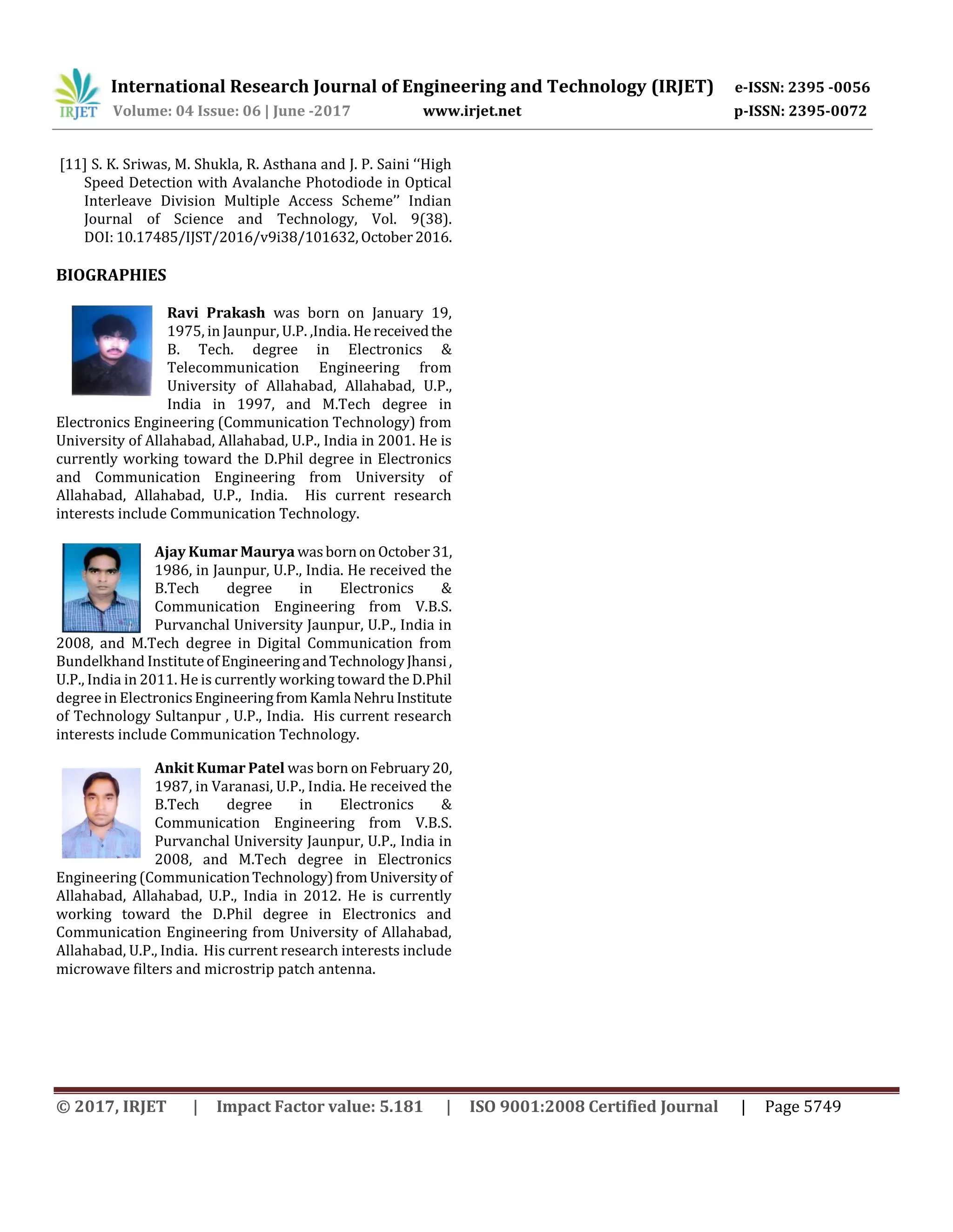 Qualitative Analysis of Optical Interleave Division Multiple Access using Specific Seed Length ...