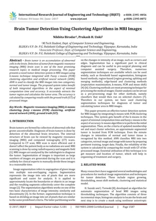 Brain Tumor Detection using Clustering Algorithms in MRI Images | PDF