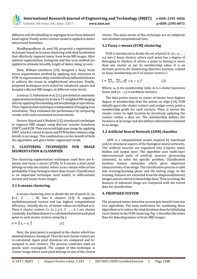Brain Tumor Detection using Clustering Algorithms in MRI Images | PDF