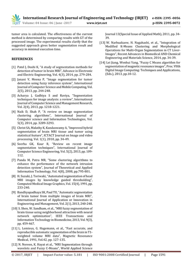 Brain Tumor Detection using Clustering Algorithms in MRI Images | PDF
