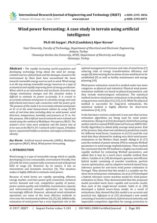 Wind power forecasting: A Case Study in Terrain using Artificial Intelligence | PDF