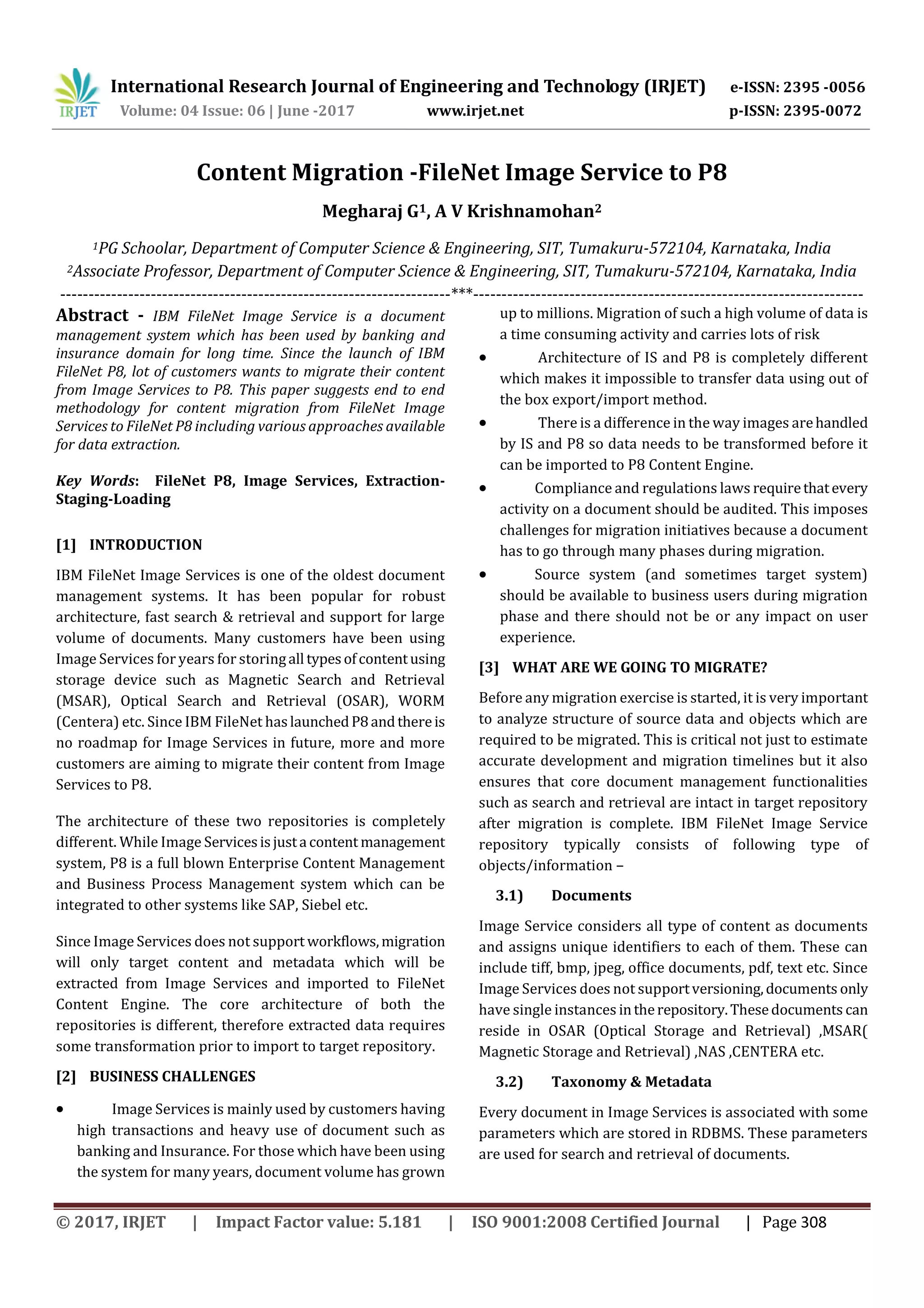 Content Migration -FileNet Image Service to P8 | PDF