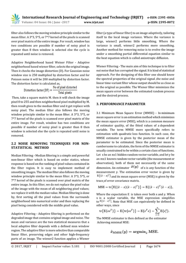 Image Denoising using Statistical and Non Statistical Method | PDF