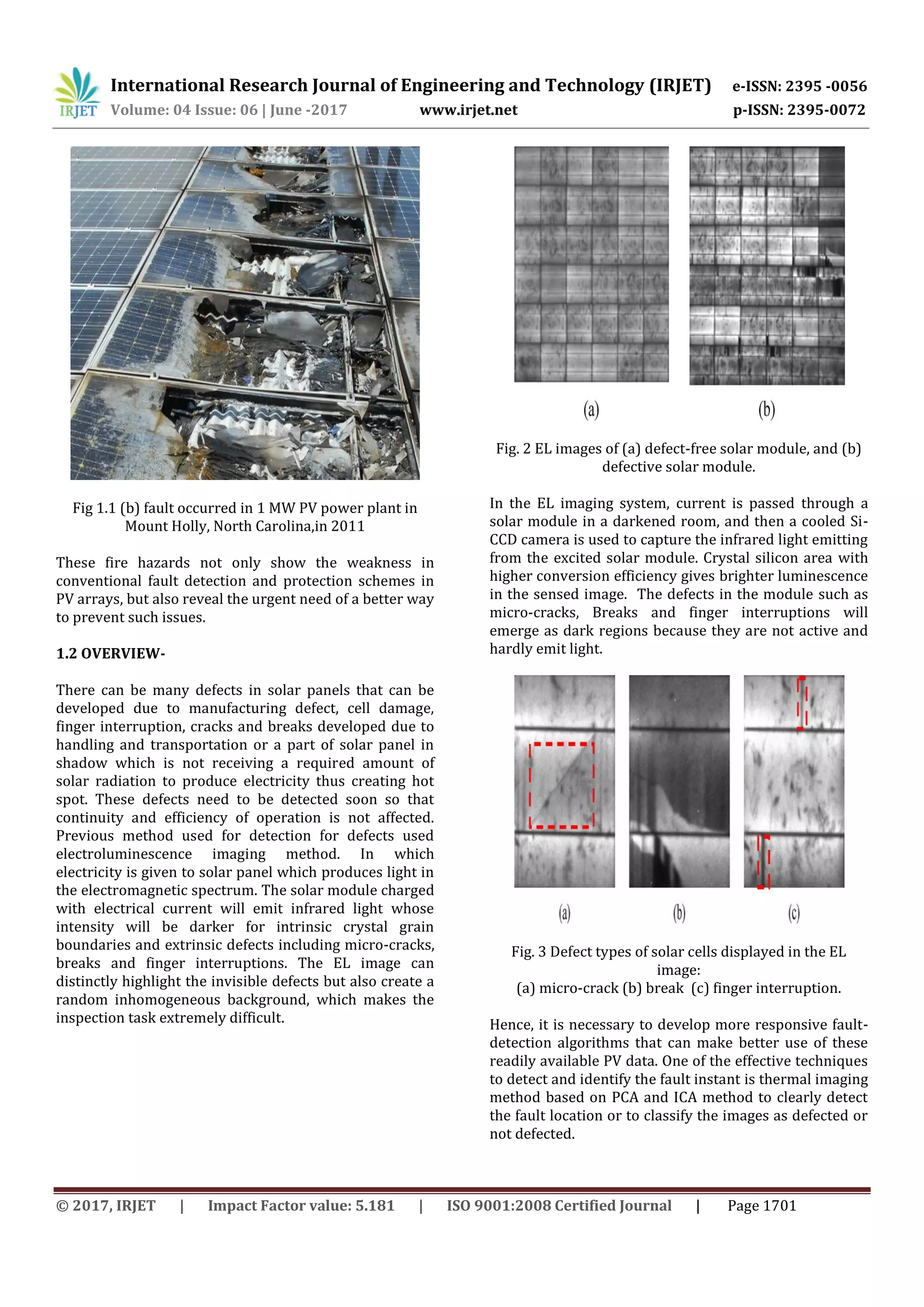 Detection of Defects in Solar Panels using Thermal Imaging by PCA and ...