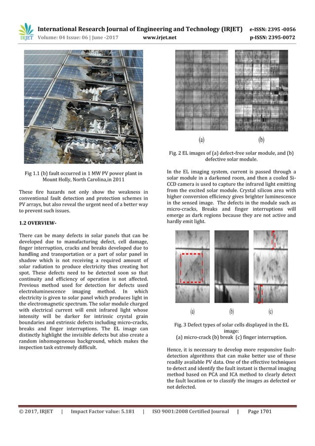Detection Of Defects In Solar Panels Using Thermal Imaging By Pca And