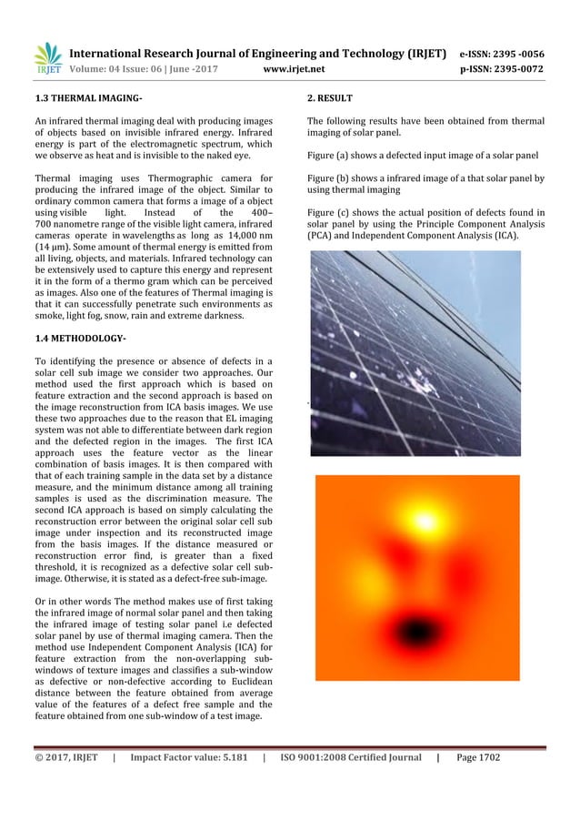 Detection Of Defects In Solar Panels Using Thermal Imaging By Pca And