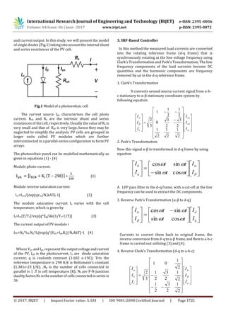 DC-AC Inverter using SRF Hysteresis Current Controller for Interfacing Photo-Voltaic Source | PDF
