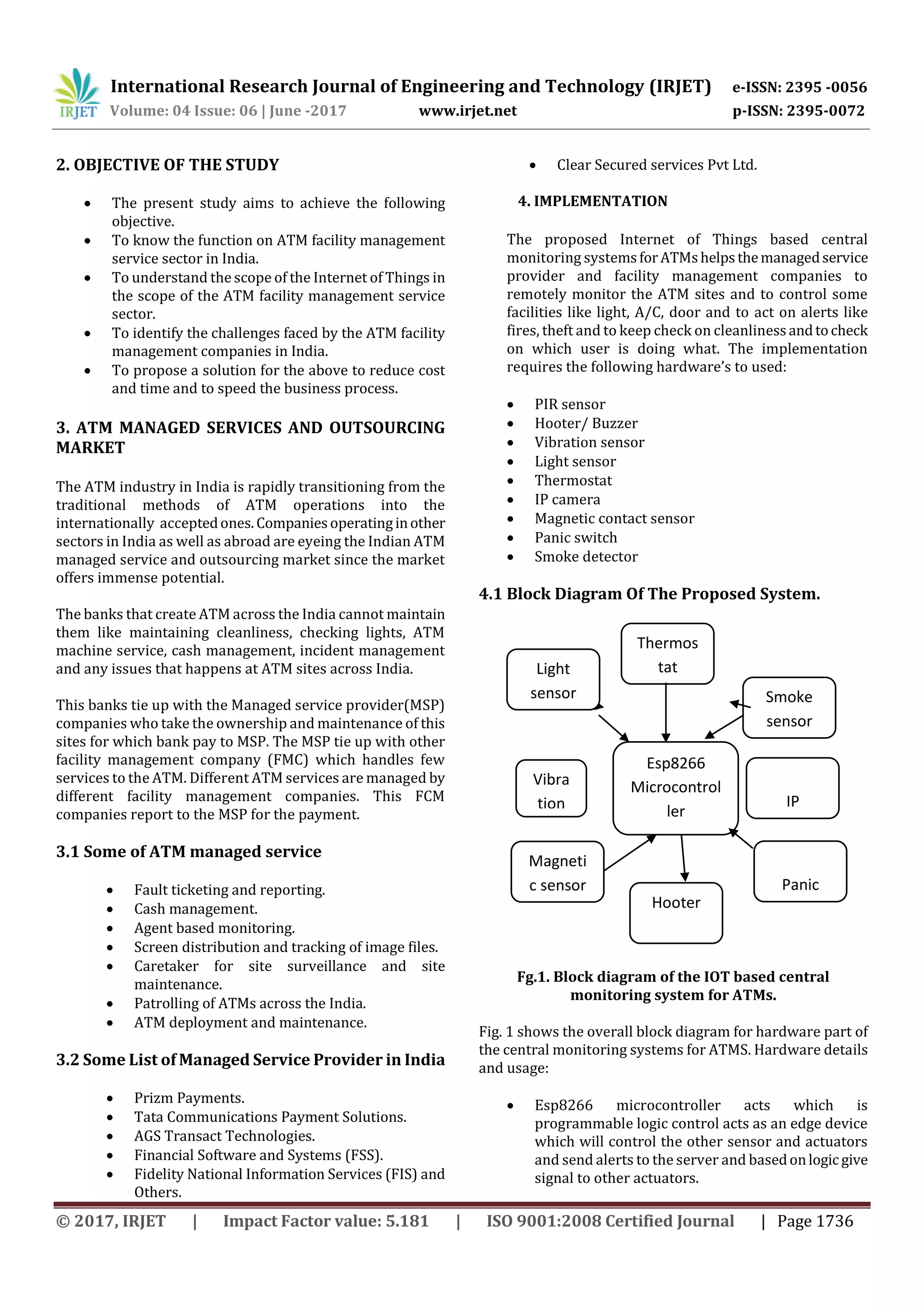 Internet of Things Based Central Monitoring System for ATM’s | PDF