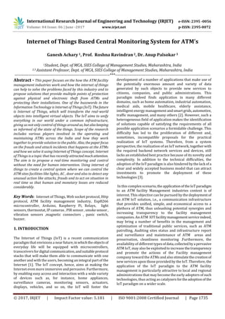 Internet of Things Based Central Monitoring System for ATM’s | PDF