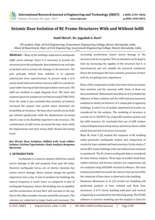 Seismic Base Isolation of RC Frame Structures with and Without Infill | PDF