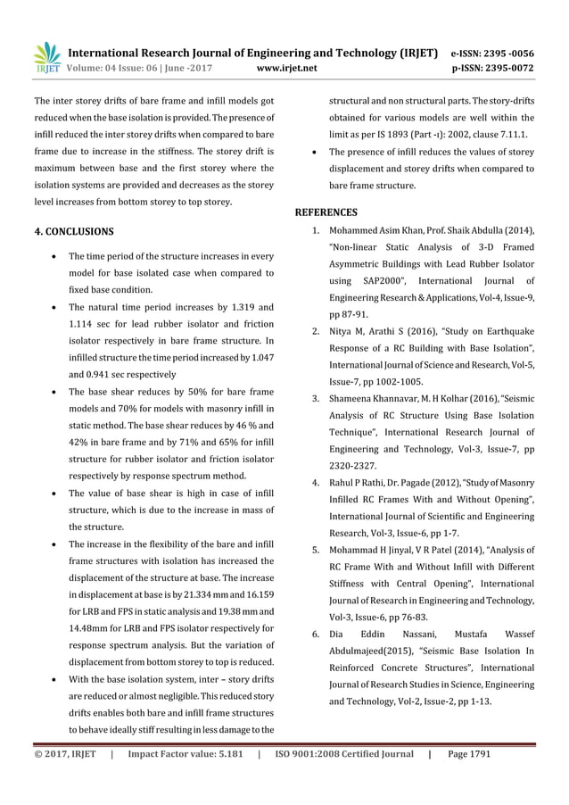Seismic Base Isolation of RC Frame Structures with and Without Infill | PDF