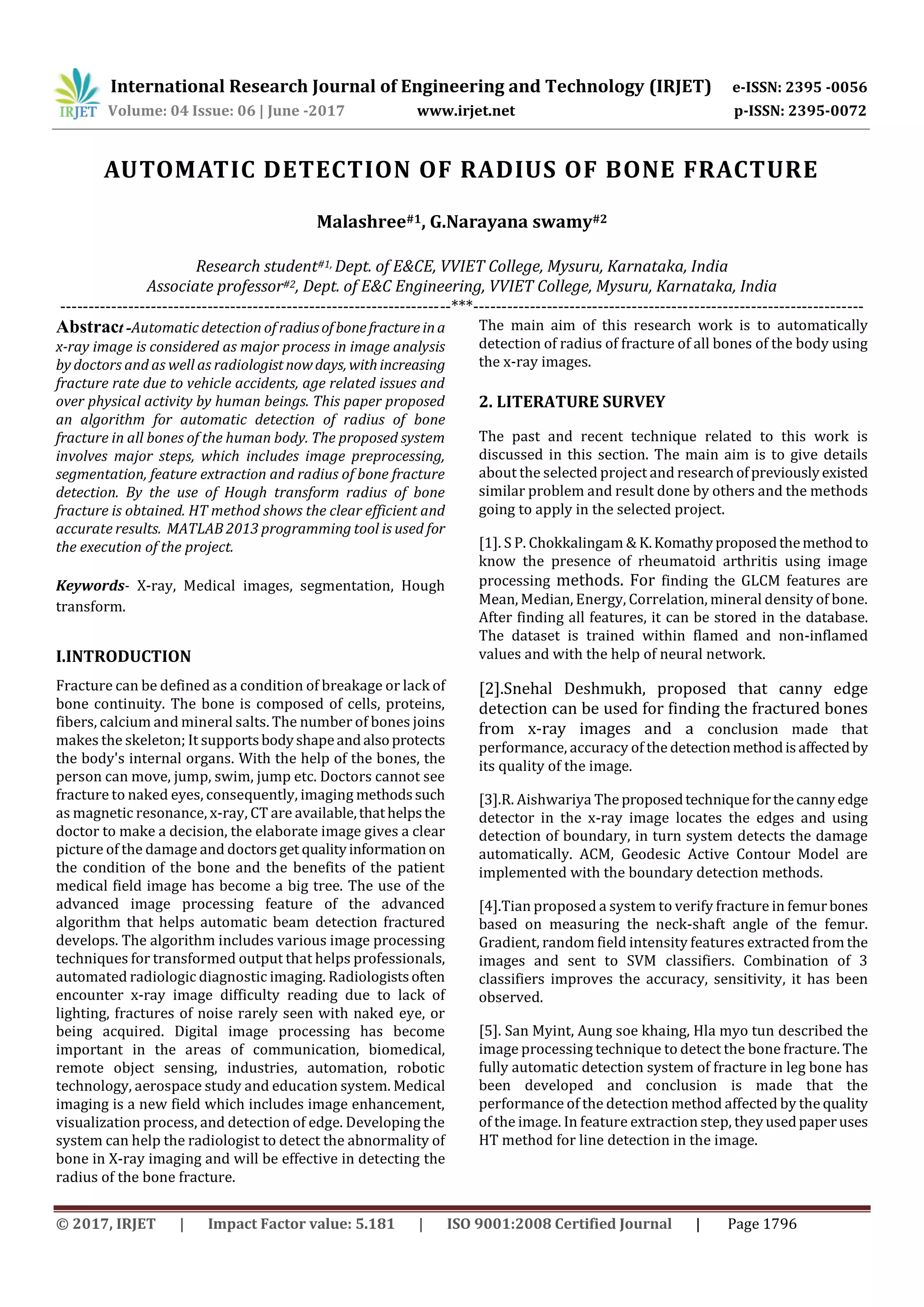 Automatic Detection Of Radius Of Bone Fracture Pdf