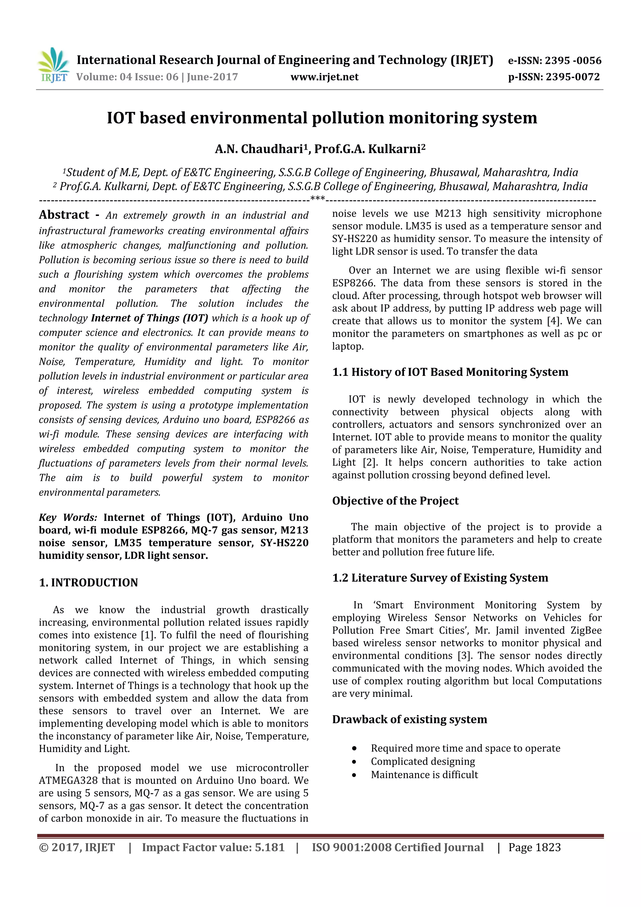 IOT Based Environmental Pollution Monitoring System | PDF | Indoor Environmental Quality | Home ...