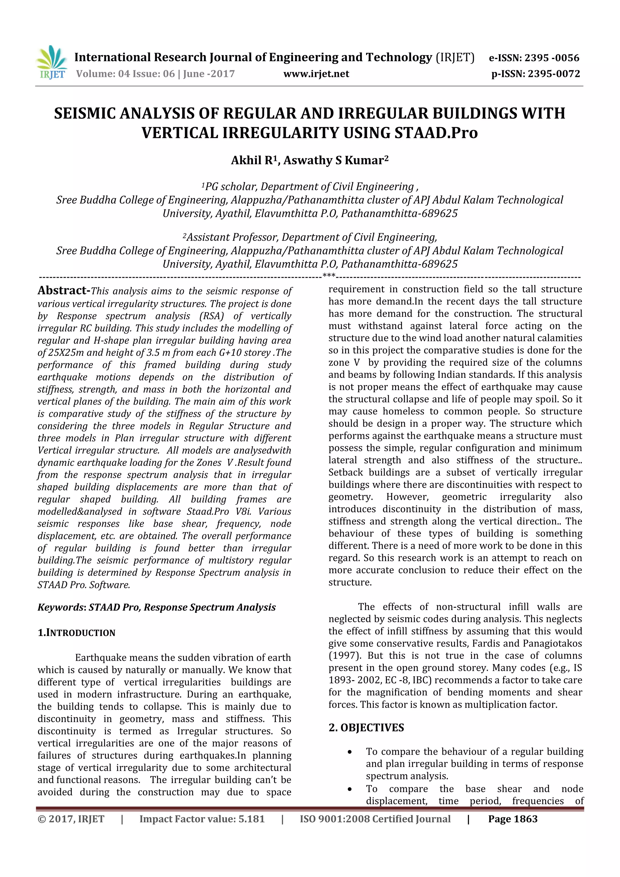 Seismic Analysis of Regular and Irregular Buildings with Vertical ...