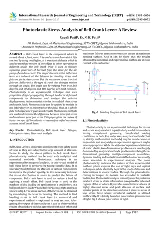 Photoelastic Stress Analysis of Bell Crank Lever: A Review | PDF