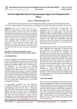Genetic Algorithm Based Cryptographic Approach using Karnatic Music | PDF