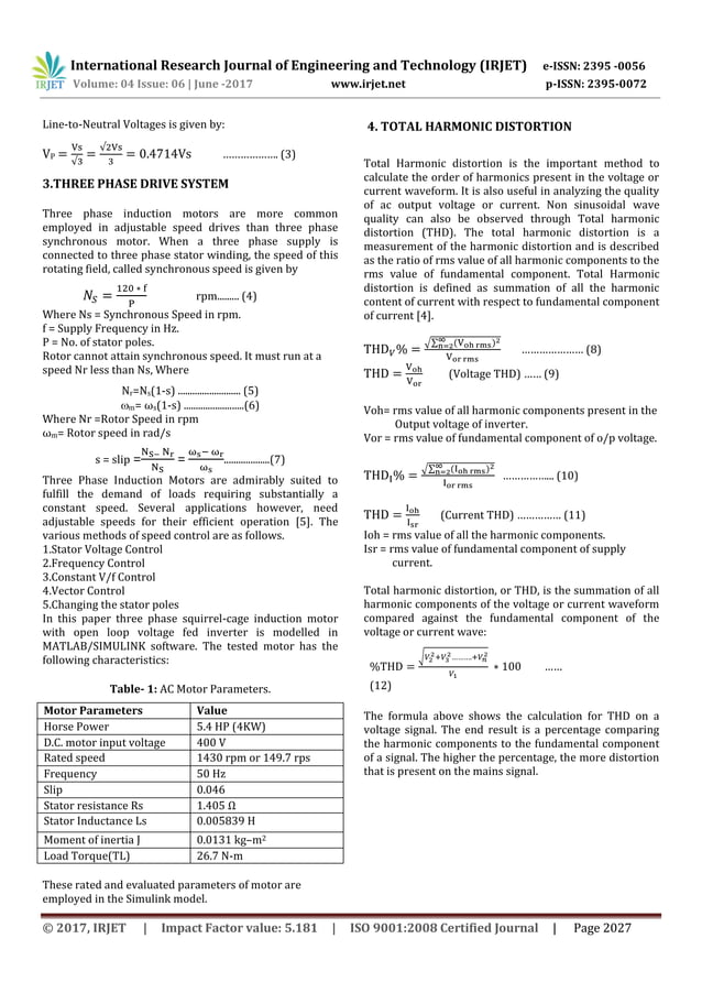 Performance Evaluation of Three Phase Induction Motor using MOSFET & IGBT Based Voltage Source ...