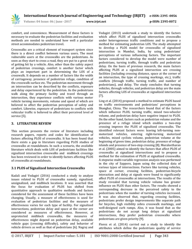 Identification of Factors Affecting Pedestrian Level of Service of ...