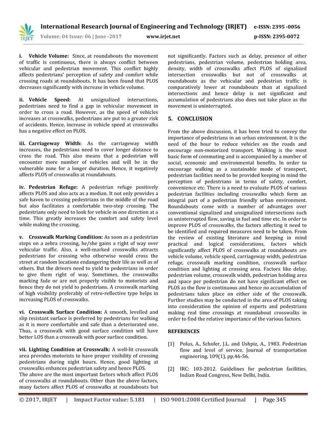 Identification of Factors Affecting Pedestrian Level of Service of ...