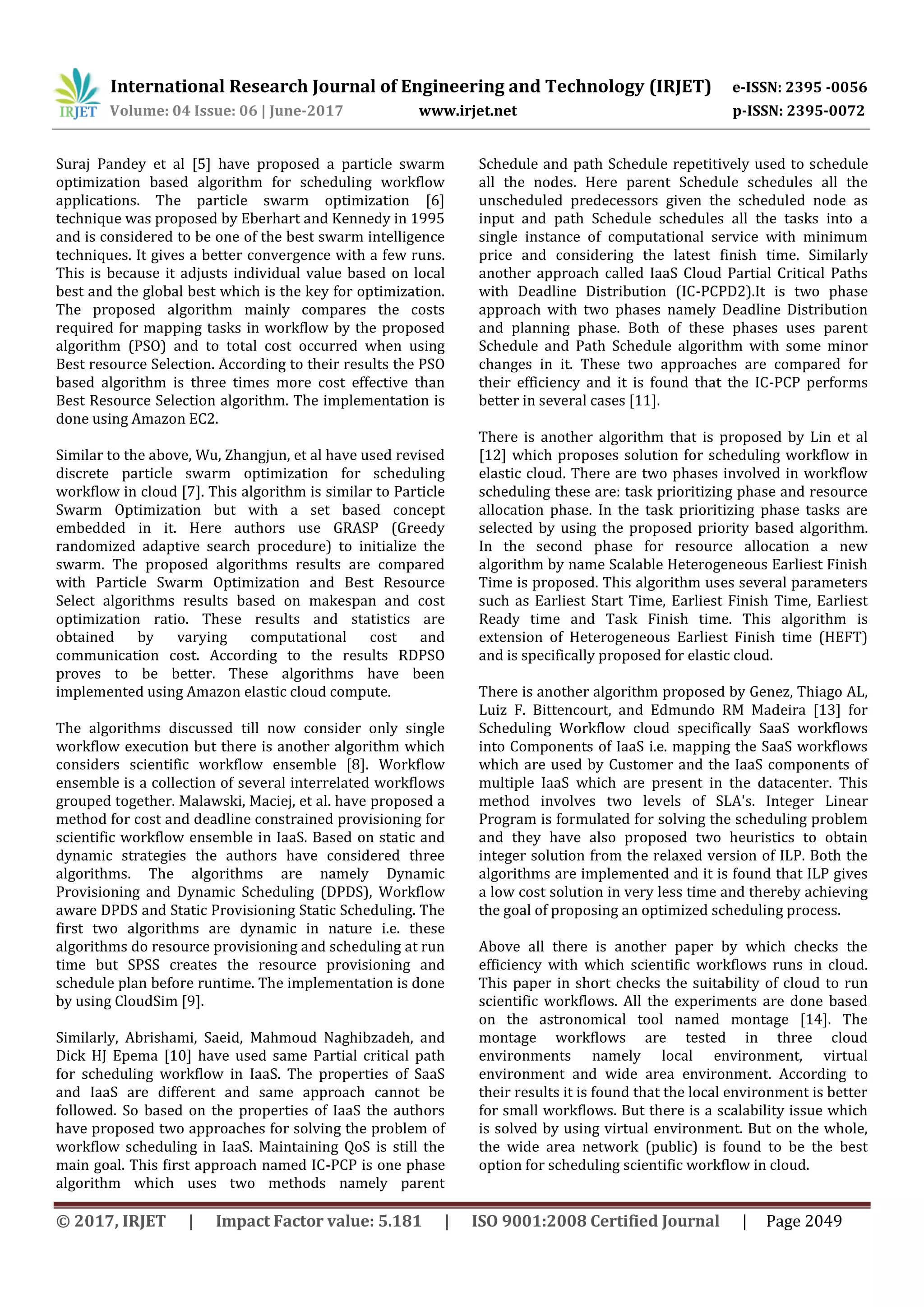 Time And Reliability Optimization Bat Algorithm For Scheduling Workflow In Cloud Pdf
