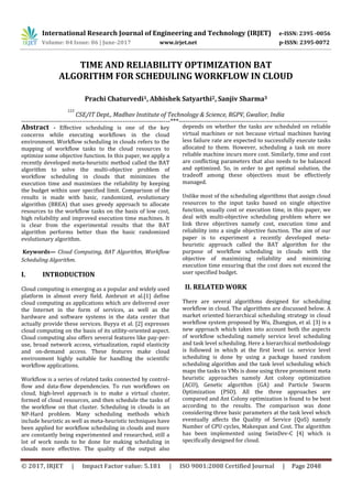 Time and Reliability Optimization Bat Algorithm for Scheduling Workflow in Cloud | PDF | Cloud ...