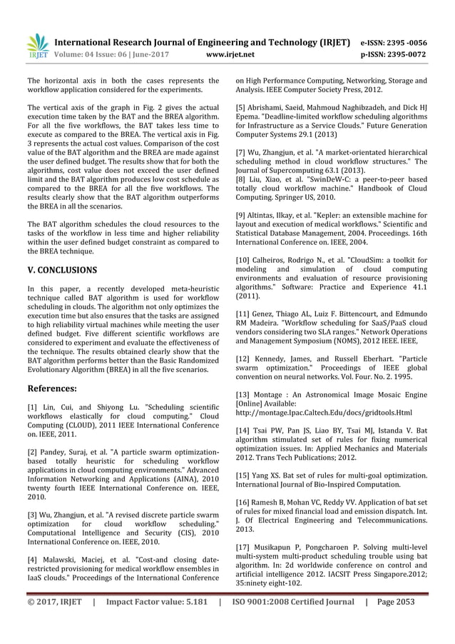 Time And Reliability Optimization Bat Algorithm For Scheduling Workflow In Cloud Pdf