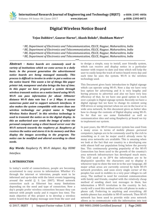 Digital Wireless Notice Board | PDF | Computer Networking | Computing
