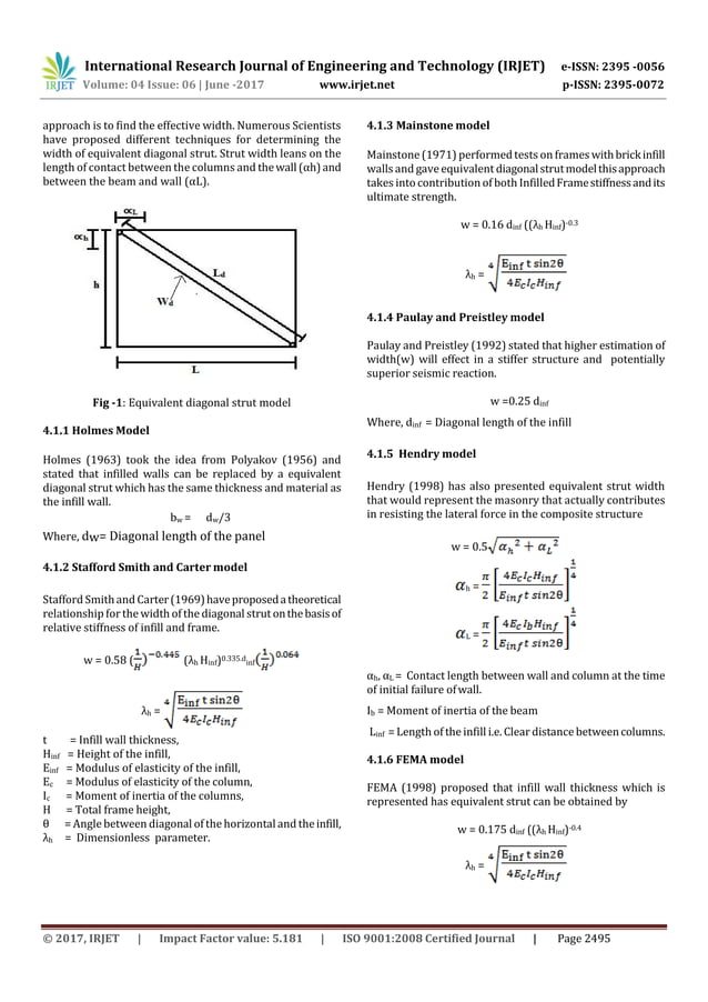 Study on Behaviour of Rc Structure with Infill Walls Due to Seismic Loads | PDF