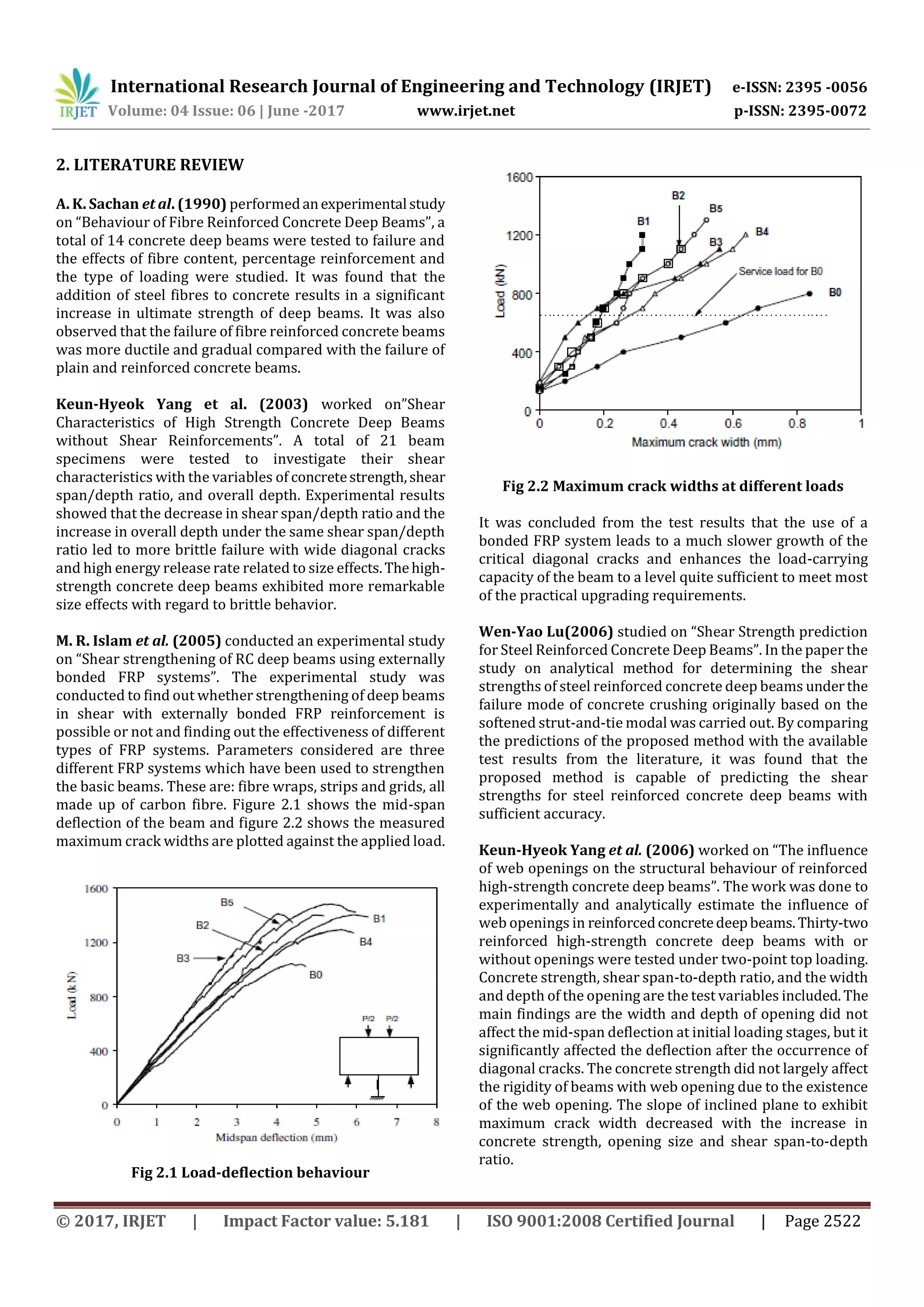 Review on Shear Strengthening of Rc Deep Beams with Openings | PDF
