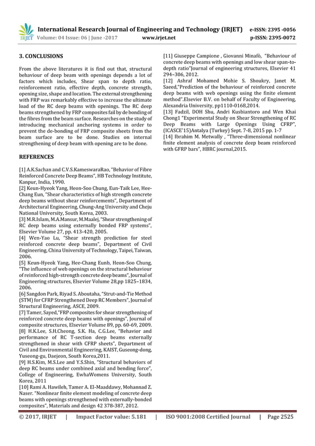 Review on Shear Strengthening of Rc Deep Beams with Openings | PDF