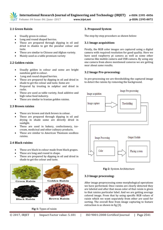 Sorting of Raisins using Computer Vision Approach | PDF