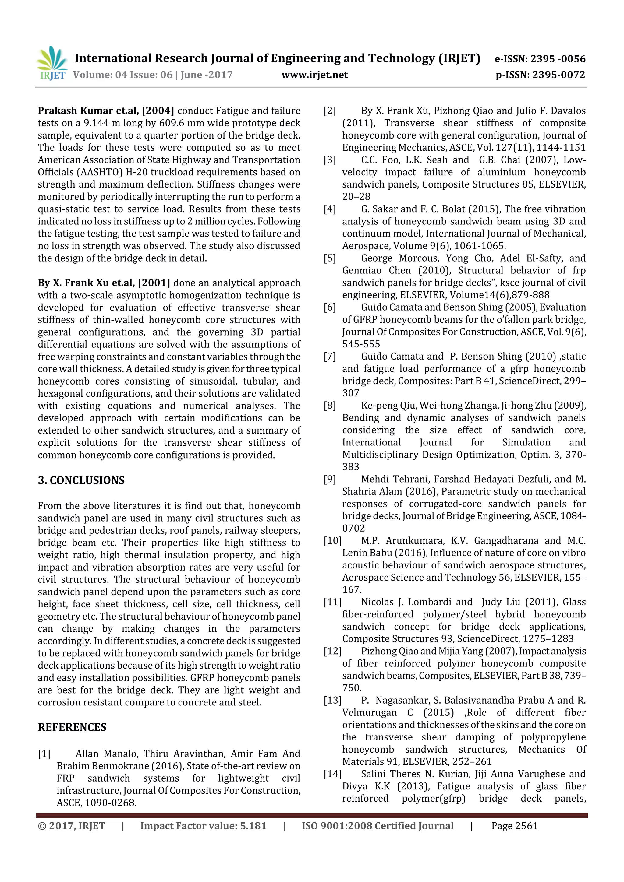 Review on Structural Performance of Honeycomb Sandwich Panel | PDF