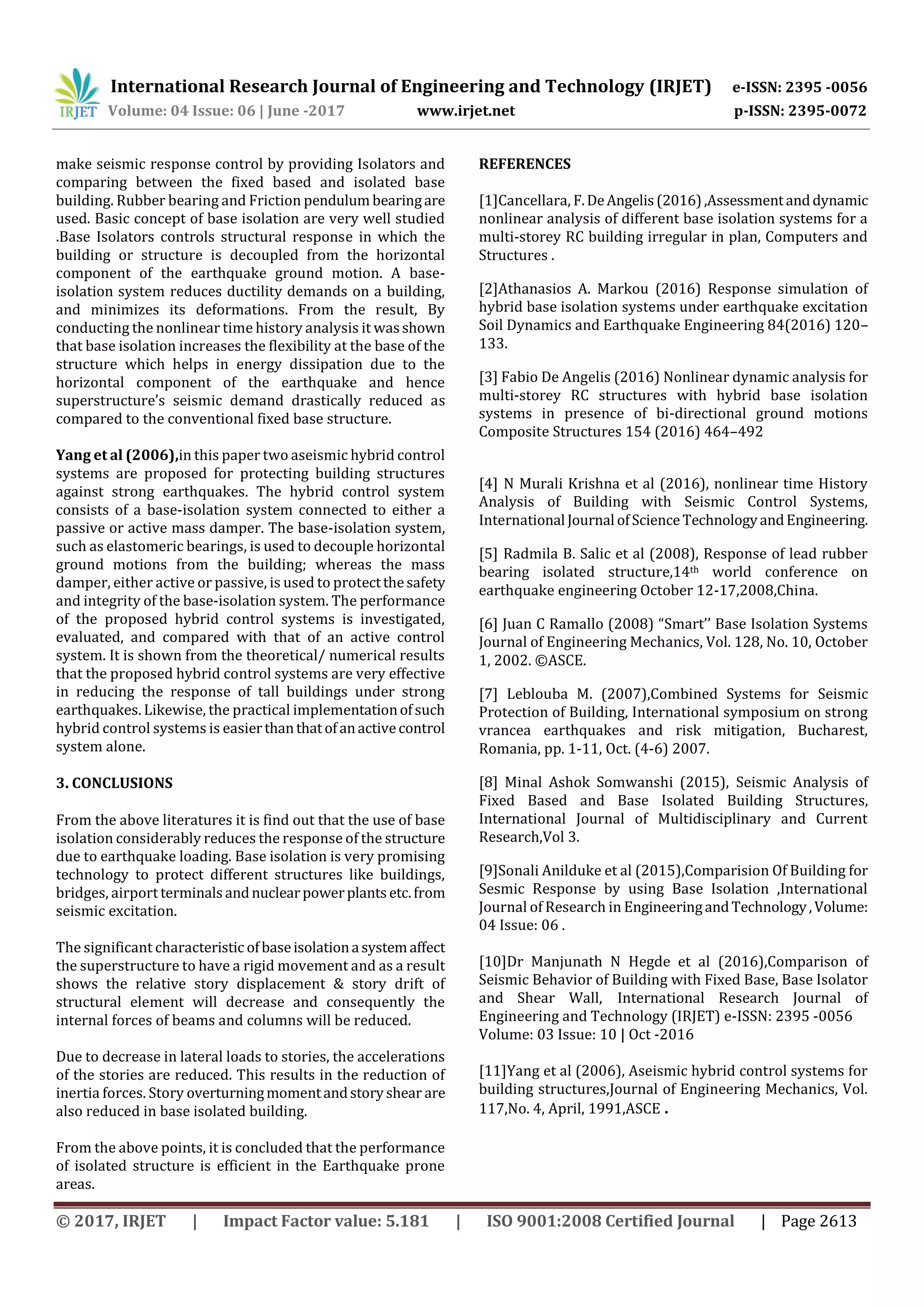 Review On Base Isolated Structures Pdf Civil Engineering Industry Industries