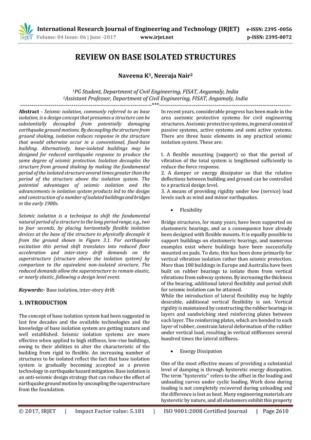 Review on Base Isolated Structures | PDF | Civil Engineering Industry | Industries
