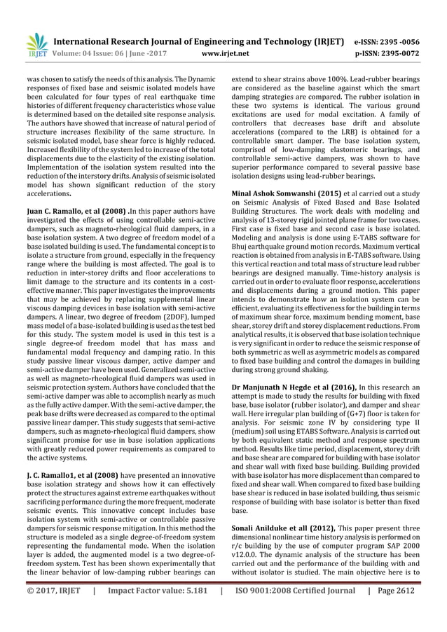 Review on Base Isolated Structures | PDF | Civil Engineering Industry ...